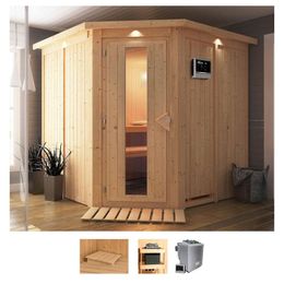 Karibu Sauna »Jarin« Set, Ofen 9 kW Bio externe Strg easy naturbelassen