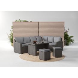 Konifera Gartenlounge-Set »London« Set, 2x3er Sofa, 2x Hocker, 1x Tisch 140x80x66cm, inkl. Auflagen, 17 Stk. tlg. inkl. Schutzhülle, Aluminium,...