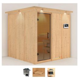 Karibu Sauna »Rodin« Set, Ofen 9 KW externe Strg easy naturbelassen