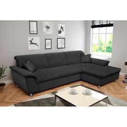DOMO collection Ecksofa »Franzi Steppung im Sitzbereich B7T/H: 278/162/80 cm, L-Form« mit Kopfteilverstellung, Flachgewebe, graphite graphite