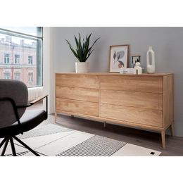 Home Affaire Sideboard &raquo;Koda Kommode, 6 ger&auml;umige Schubladen mit Push-To-Open-Funktion, Scandi&laquo; Aus massivem Eichenholz, Minimalistischer Stil, B: 