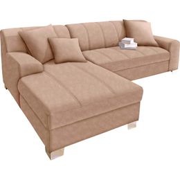 DOMO collection Ecksofa »Turah incl. Zierkissen, moderne Steppung, auch in Leder« wahlweise mit Bettfunktion, Schlafsofa, B/T/H: 239/152/75 cm,...