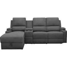 Home Affaire Ecksofa »NAPORI Multimediasofa, 3er Kinosessel XXL, L-Form, 3 Bezugsstoffe« Kinosofa mit Relaxfunktion, Getränkehalter, Staufach und...
