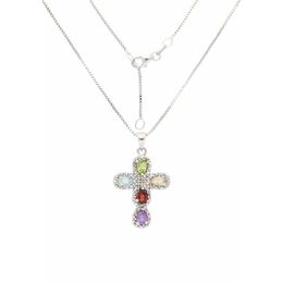 Firetti Damen Kette mit Anh&auml;nger &raquo;Schmuck Geschenk Silber 925 Halsschmuck Halskette Venezianer Kreuz&laquo; mit Amethyst, Citrin, Granat, Peridot, Topas 