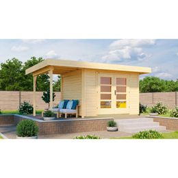 Weka Gartenhaus &raquo;126 A Gr.1, natur, 28 mm, DT, Anbau ca. 150 cm&laquo; beige Massivholz