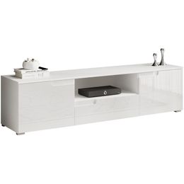 HBZ-MEBLE HBZ Lowboard &raquo;Spice wei&szlig; Hochglanz, TV Schrank bis 65 Zoll, BxHxT 165x42x40 cm&laquo; 1 Stk. tlg. Mit 2 T&uuml;ren, 1 Schubkasten, 1 Kabeldurchf&uuml;hrung, 1 offenes
