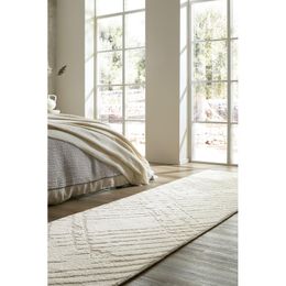 FLAIR RUGS Teppich &raquo;Remy&laquo; rechteckig 12 mm H&ouml;he Hoch-niedriger Flor in Wolle-Optik beige Kunstfaser