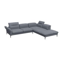 FLEXLUX Ecksofa &raquo;Salino, Funktionssofa mit Ottomane, Relaxsofa, Ecksofa&laquo; Sofa mit Arm- und Kopfteil-Verstellungen, Kaltschaum & Stahl-Wellen blau 62% 