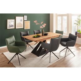 MCA furniture 4-Fu&szlig;stuhl &raquo;LIMONE&laquo; (Set) 2 Stk.(Set, 2 Stck), 360&deg; drehbar, Belastbarkeit 120 kg, Sitzh&ouml;he ca. 49 cm gr&uuml;n Leder