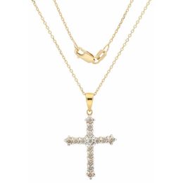 Firetti Damen Kreuzkette &raquo;Schmuck Geschenk Halsschmuck Halskette Silberkette Kreuz&laquo; mit Diamanten silber