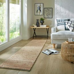 FLAIR RUGS Teppich &raquo;Drew Stripe, mit Flechtmuster&laquo; rechteckig 3 mm H&ouml;he geflochtener Jute-Teppich mit Streifen- und Fischgr&auml;tmuster beige Baumwolle, 