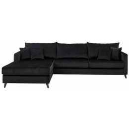 Home Affaire Ecksofa &raquo;Renesse L-Form&laquo; lose Kissen, Keder an Sitzkissen schwarz Samtvelours 100% Polyester;Luxus-Microfaser ALTARA NUBUCK (100% 
