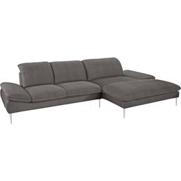 W.Schillig Ecksofa &raquo;enjoy&MORE, Designsofa, bequem, zeitlos und elegant, L-Form&laquo; mit Sitztiefenverstellung, F&uuml;&szlig;e silber matt, Breite 340 cm grau 