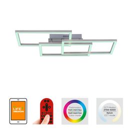 JUST LIGHT Deckenleuchte &raquo;Ls-MAXI&laquo; LED-Board 1 Stk. warmwei&szlig; - kaltwei&szlig; RGB+tunable white, Infrarot inkl., Fernbedienung, Smarthome f&auml;hig silber