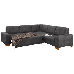 Home Affaire Ecksofa &raquo;Puccini L-Form&laquo; mit Federkern, Sitztiefenverstellung, Kontrastnaht grau Luxus-Microfaser Lederoptik (100% Polyester);Luxus-
