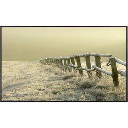 papermoon Infrarotheizung &raquo;Zaun im nebligen Feld&laquo; sehr angenehme Strahlungsw&auml;rme bunt Aluminium Kabell&auml;nge 2 m