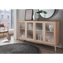 Home Affaire Sideboard &raquo;Koda&laquo; inklusive Beleuchtung, Glasb&ouml;den verstellbar beige