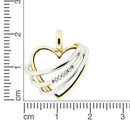 OROLINO Damen Kettenanh&auml;nger &raquo;585 Gold zweifarbig Herz mit 5x Brillant 0,025ct.&laquo; () gelb