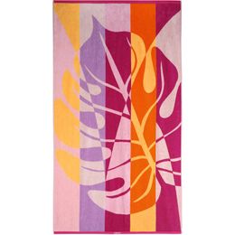 Esprit Strandtuch &raquo;Miami Beach&laquo; mit Streifen und Monsterablatt Design cranberry Obermaterial: 100% Baumwolle B/L: 100 cmx180 cm