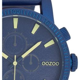 Oozoo Herren Oozoo Armbanduhr, Herrenuhr, Lederarmband, Chrono-Look blau