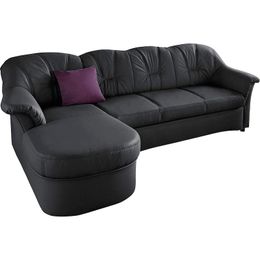 DOMO collection Ecksofa »Flores Schlafsofa, B/T/H: 233/142/86 cm, L-Form« wahlweise mit Bettfunktion, wahlweise mit Federkern, auch in Leder schwarz 0