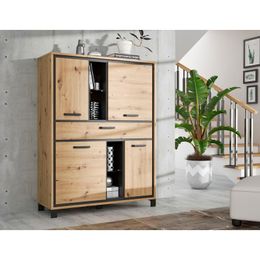 FORTE Highboard &raquo;Trondheim&laquo; H&ouml;he 161 cm schwarz Dekorfolie, FSC -zertifizierter Holzwerkstoff, Metall