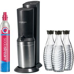 SodaStream Wassersprudler &raquo;Crystal 3.0 - Vorteilspack&laquo; mit Quick Connect CO2-Zylinder und 3x Glaskaraffe 0,7 L grau Kunststoff
