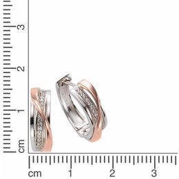 Firetti Damen Paar Creolen &raquo;Schmuck Geschenk Silber 925 zweifarbig geschwungenes Design&laquo; mit Zirkonia (synth.) rosa
