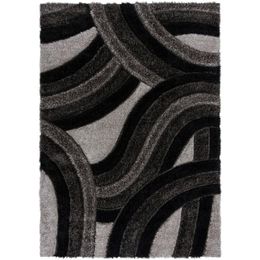 FLAIR RUGS Hochflor-Teppich &raquo;Velvet Shaggy&laquo; rechteckig 25 mm H&ouml;he Shaggy Teppich grau Kunstfaser