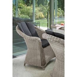 Destiny Garten-Essgruppe &raquo;MALAGA LUNA&laquo; 4x Sessel, 1x Tisch, inkl. Auflagen, 13 Stk. tlg. Aluminium, Polyrattan wei&szlig; Aluminium, Geflecht Rattan, Polyrattan