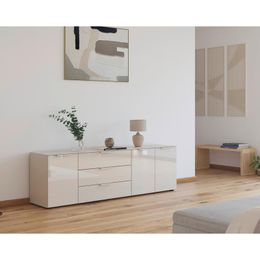 Rauch Kombikommode &raquo;Kommode T&uuml;rkommode Sideboard Kombikommode FLIPP mit Glasfront&laquo; Breite 200 cm mit 2 Einlegeb&ouml;den, 3-t&uuml;rig, 3 Schubladen, Soft-Close