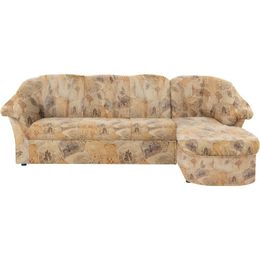 DOMO collection Ecksofa »Pegnitz, elegante Rückensteppung, kompakte Stellmaße 238/141cm, L-Form« wahlweise mit Bettfunktion beige