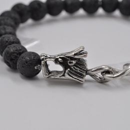 Steuer Herren Armband &raquo;Stretch mit schwarzen Lavasteinen&laquo; schwarz