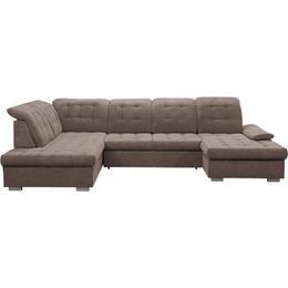 WERK2 Wohnlandschaft »Kordula-New Multifunktion Couch, Breite 332cm, U-Form« Sofa in U-Form mit Schlaffunktion & Bettkasten, Schlafcouch Braun