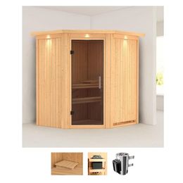 Karibu Sauna »Tomke« Set, Ofen 3, 6 kW intgr. Strg naturbelassen