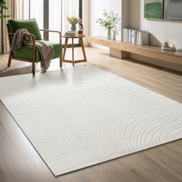 OTTO HOME Teppich »Novva« rechteckig 8 mm Höhe mit Anti-Rutsch-Rücken und 3D-Optik Creme Obermaterial: 100% Polyester B : 200 cm 1 Stk.