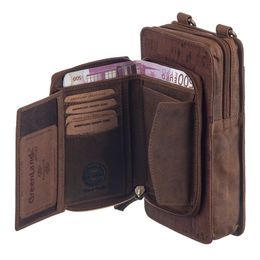 GreenLand Nature Damen GreenLand Nature Handytasche &raquo;NATURE leather-cork&laquo; mit aufgesetzter Geldb&ouml;rse braun