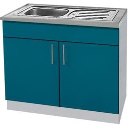 Wiho-K&uuml;chen wiho K&uuml;chen Sp&uuml;lenschrank &raquo;Kiel&laquo; 100 cm breit blau