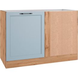KOCHSTATION Eckunterschrank &raquo;KS-Lana&laquo; Breite 120 cm blau Holzwerkstoff, MDF