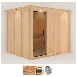 Karibu Sauna »Gitte« Set, Ofen 9 kW integr. Strg naturbelassen