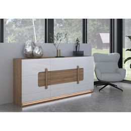 FORTE Sideboard &raquo;Attention&laquo; 3 T&uuml;ren, 7 F&auml;cher und integrierter Schubkasten, Sideboard, Beleuchtung, Soft Close, Stauraum, Breite 194,6cm wei&szlig; 