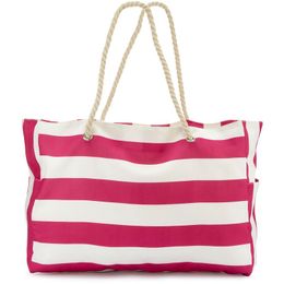 Vivance Damen Shopper &raquo;Strandtasche&laquo; Schultertasche, Sommertasche, Handtasche, Tragetasche VEGAN pink