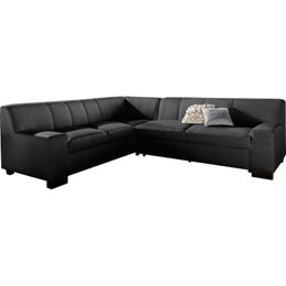 DOMO collection Ecksofa »Norma Top, elegant und modern, flache Armlehnen, L-Form« wahlweise mit Bettfunktion schwarz