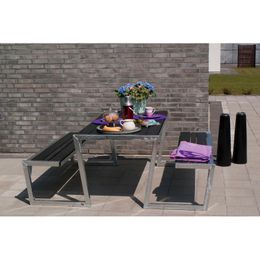 Plus Garten-Essgruppe &raquo;&raquo;Zigma&laquo; Kombim&ouml;bel mit 2 R&uuml;ckenlehne&laquo; 1 Stk. tlg. 176x198x73/45,5 cm schwarz FSC -zertifizierter Holzwerkstoff, Stahl