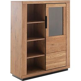 MCA living Kombikommode &raquo;Greno Kombi-Highboard&laquo; 1 Stk. tlg. durchgehende Lamelle beige Glas, Holzwerkstoff, Massivholz