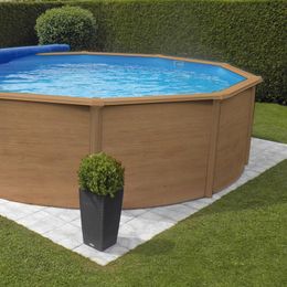 KWAD Rundpool &raquo;Wood Design, inkl. Sicherheitsleiter und Zubeh&ouml;r&laquo; 5-tlg., H: 132 cm, sandfarbene Innenfolie braun