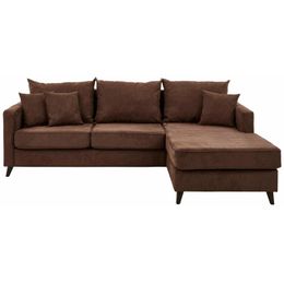 Home Affaire Ecksofa &raquo;Renesse L-Form&laquo; lose Kissen, Keder an Sitzkissen braun Samtvelours 100% Polyester;Luxus-Microfaser ALTARA NUBUCK (100% Polyester