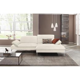W.Schillig Ecksofa &raquo;enjoy&MORE, Designsofa, elegant und bequem, L-Form&laquo; mit Sitztiefenverstellung, F&uuml;&szlig;e Chrom gl&auml;nzend, Breite 294 cm wei&szlig; Chenille-