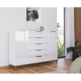 Rauch Schubkastenkommode &raquo;Kommode T&uuml;rkommode Sideboard Kombikommode FLIPP mit Glasfront&laquo; Breite 160/180 cm mit 4 Einlegeb&ouml;den, 2-trg mit 5 Schubladen 