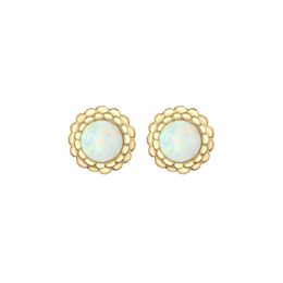 Elli Damen Paar Ohrstecker &raquo;Geo Kreis Vintage Opal Bl&uuml;te 925 Sterling Silber&laquo; gold